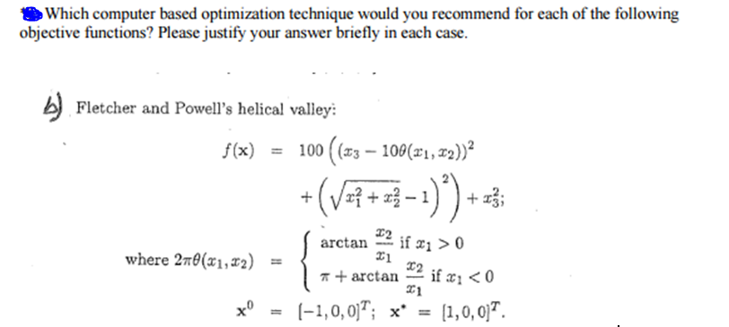 Solved Which Computer Based Optimization Technique Would You