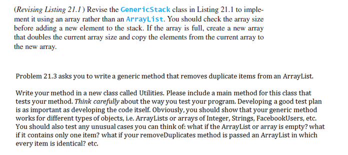 Solved Revising Listing 211 Revise The Genericstack Class 
