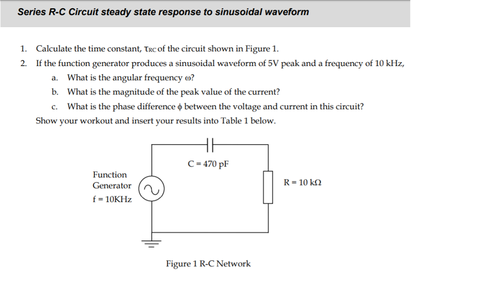 Solved Series R-C Circuit steady state response to | Chegg.com