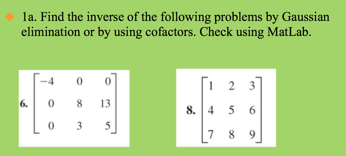 Solved Inverse matrices by Gaussian elimination. (Checking | Chegg.com