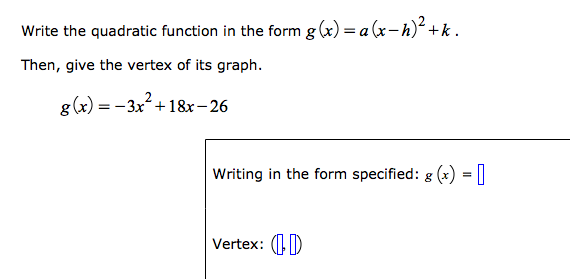 Solved Write the quadratic function in the form g(x) | Chegg.com