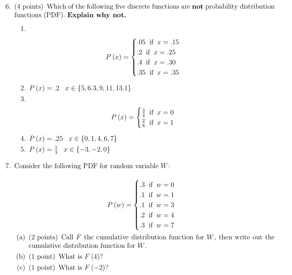 Solved 6. (4 points) Which of the following five discrete | Chegg.com
