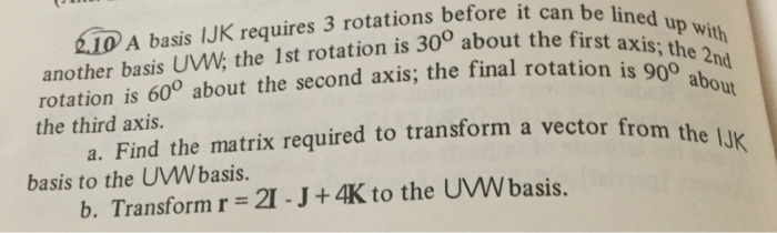 Solved A basis IJK requires 3 rotations before it can be | Chegg.com