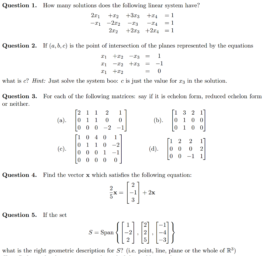 Solved How many solutions does the following linear system | Chegg.com