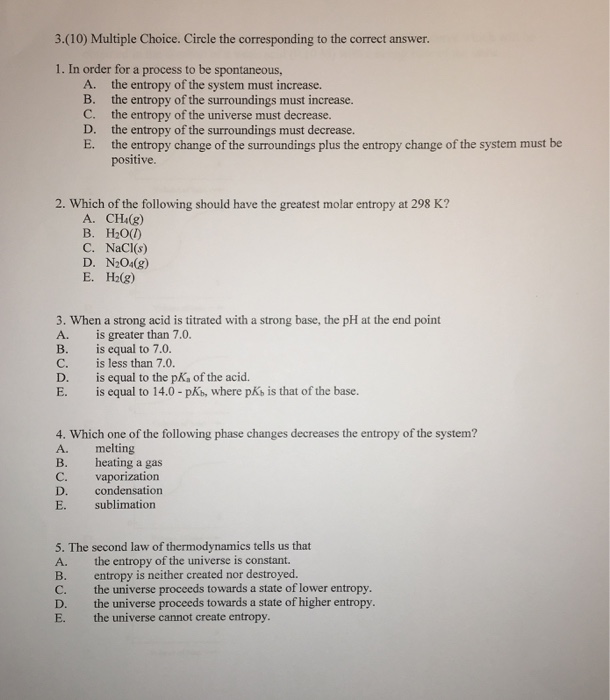 Solved Multiple Choice. Circle the corresponding to the | Chegg.com
