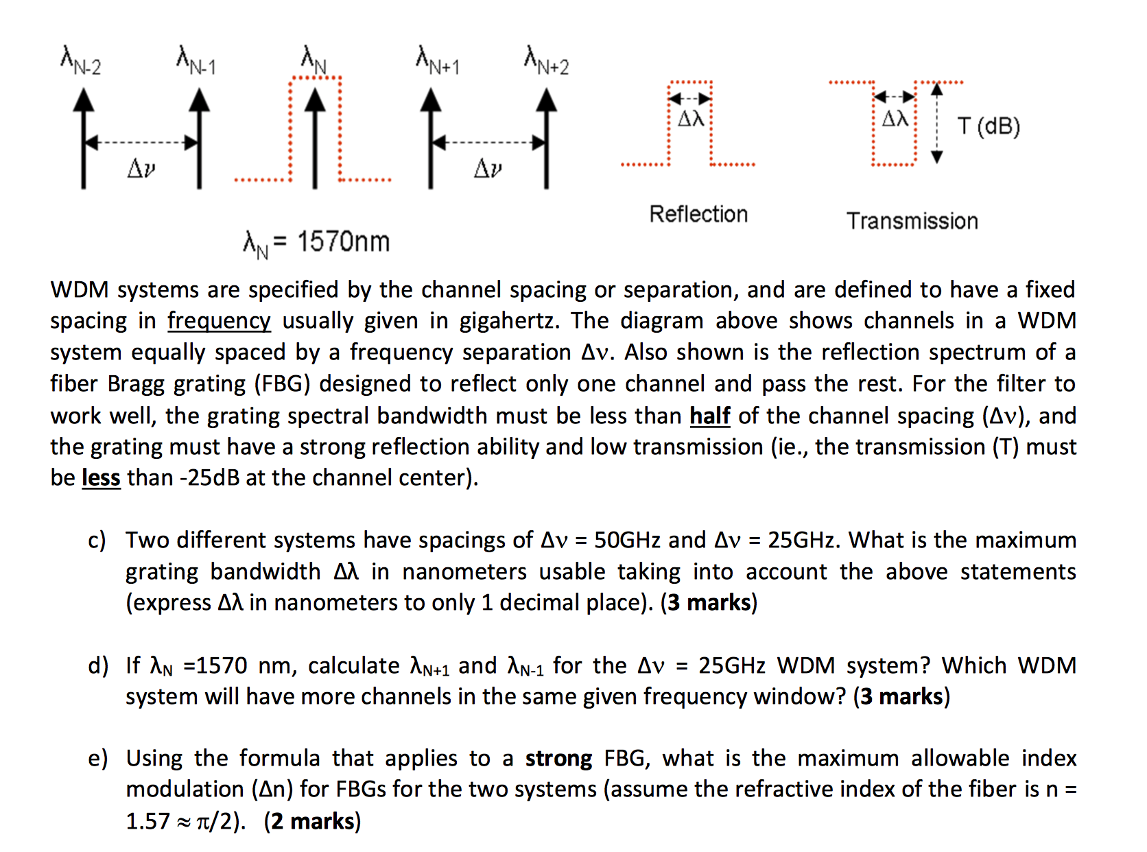 WDM systems are specified by the channel spacing or | Chegg.com