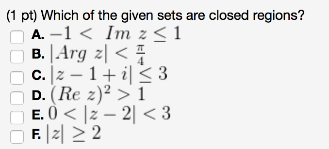 Solved Which of the given sets are closed regions? | Chegg.com