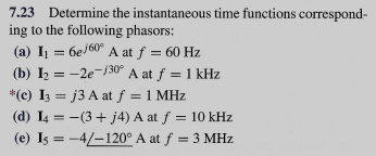 Solved Determine the instantaneous time functions | Chegg.com