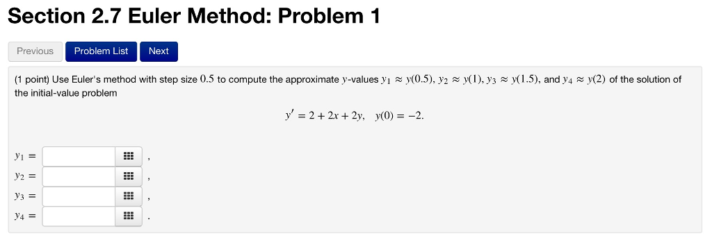 Solved Euler Method: Use Euler's method with step size 0. 5 | Chegg.com