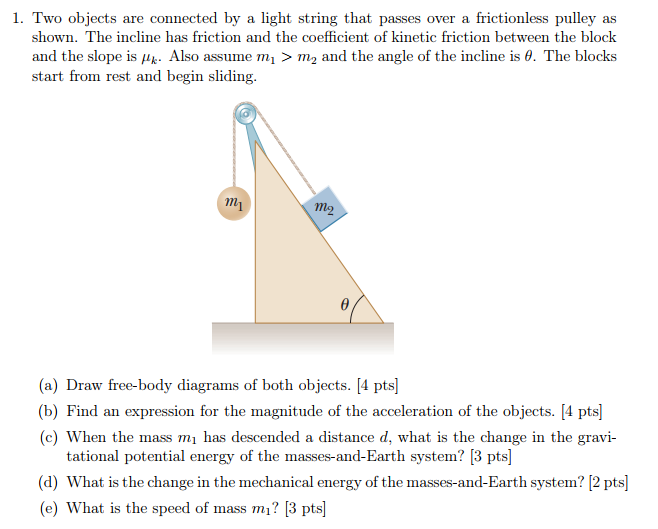 Solved 1 Two Objects Are Connected By A Light String That
