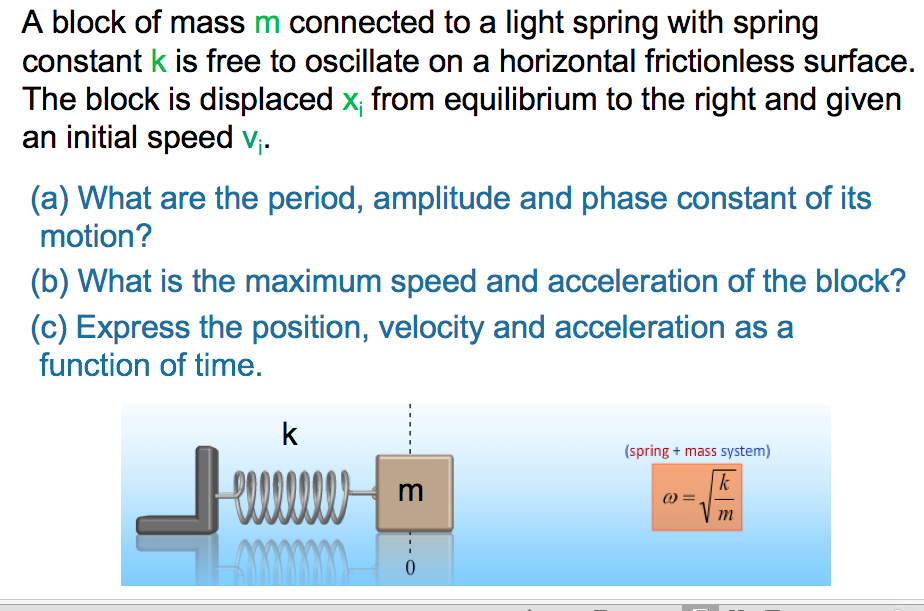 Solved A block of mass m connected to a light spring with | Chegg.com