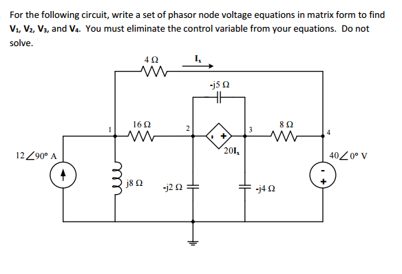 Solved For the following circuit, write a set of phasor node | Chegg.com