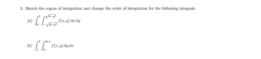 Solved 3. Sketch the region of integration and change the | Chegg.com