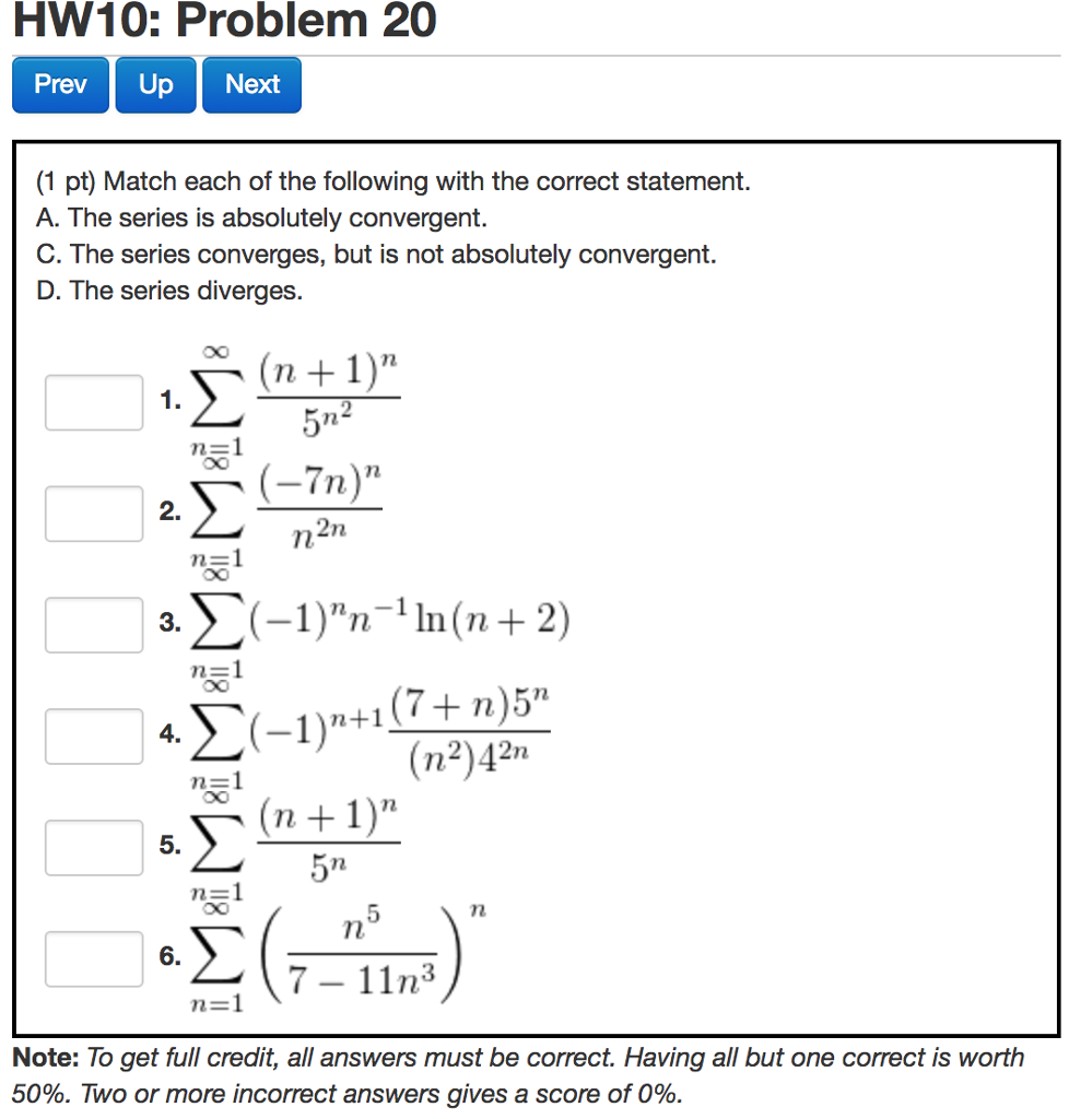 Solved HW10: Problem 20 Prev Up Next (1 pt) Match each of | Chegg.com