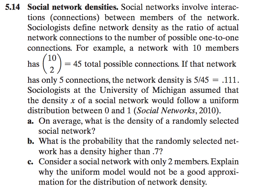 Solved Social network densities. Social networks involve | Chegg.com