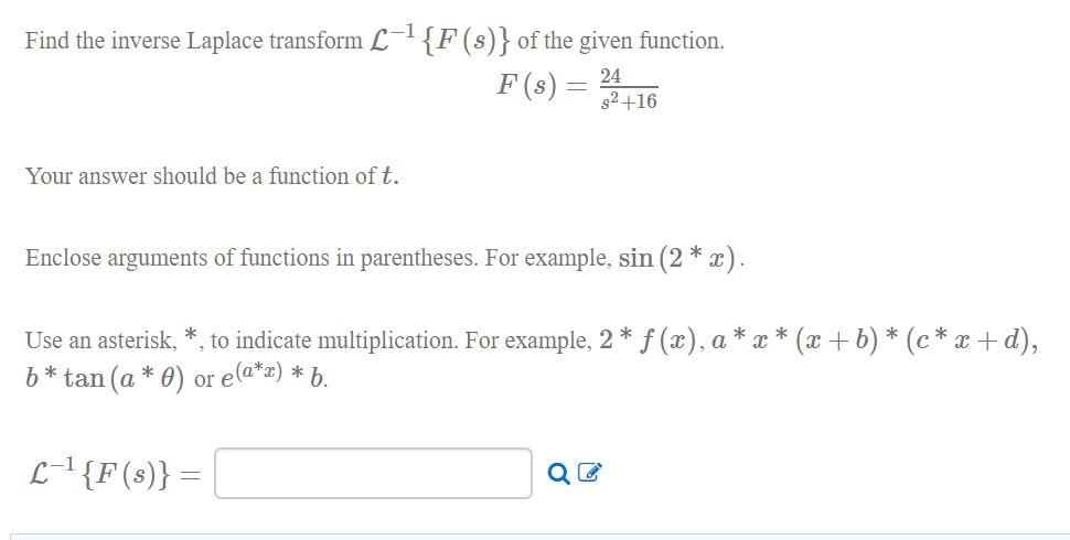 Solved Find the inverse Laplace transform L−1{F(s)} of | Chegg.com