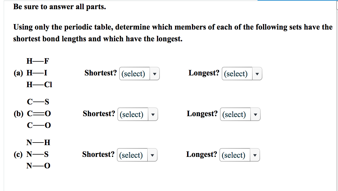Solved Using Only The Periodic Table Determine Which