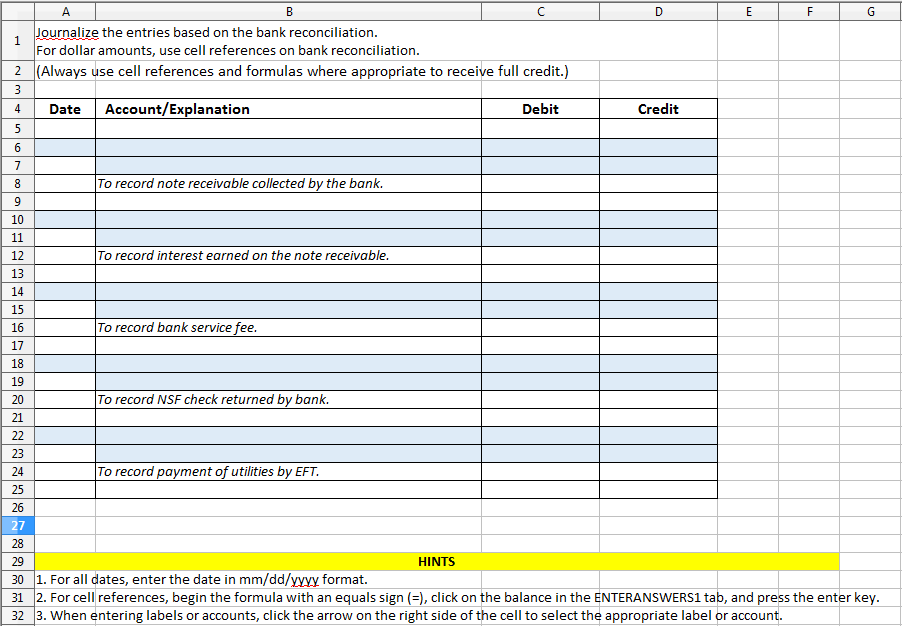 Solved AIB 1 Internal Control and Cash 2 Using Excel for a | Chegg.com