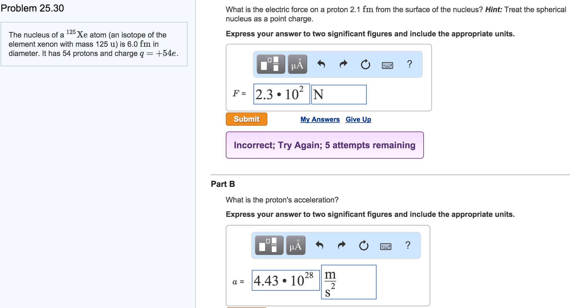 Solved The nucleus of a 125 Xe atom (an isotope of the | Chegg.com