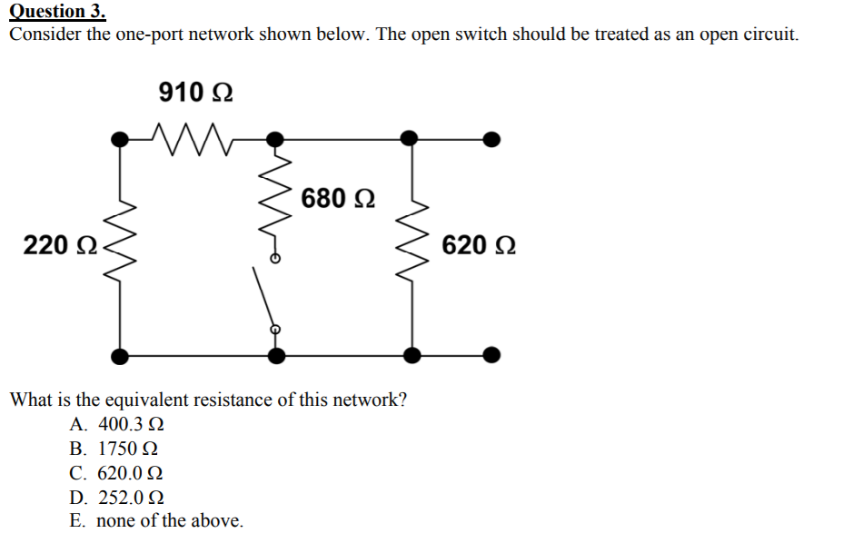 Solved Question 3. Consider the one-port network shown | Chegg.com