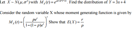 Solved Let X- N(,mu,sigma^2)with Mx(t)= . Find the | Chegg.com