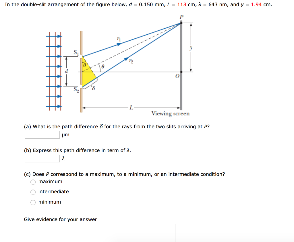 Solved In the double-slit arrangement of the figure below, d | Chegg.com