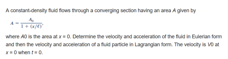 Solved A constant-density fluid flows through a converging | Chegg.com