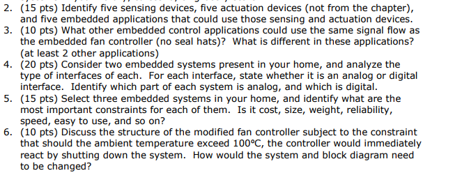 Solved Identify five sensing devices, five actuation devices | Chegg.com