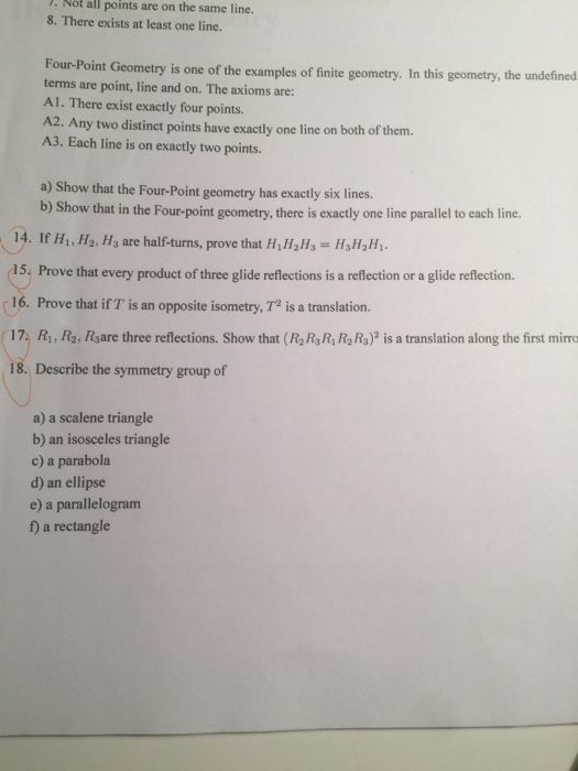 Solved Four-Point Geometry is one of the examples of finite | Chegg.com