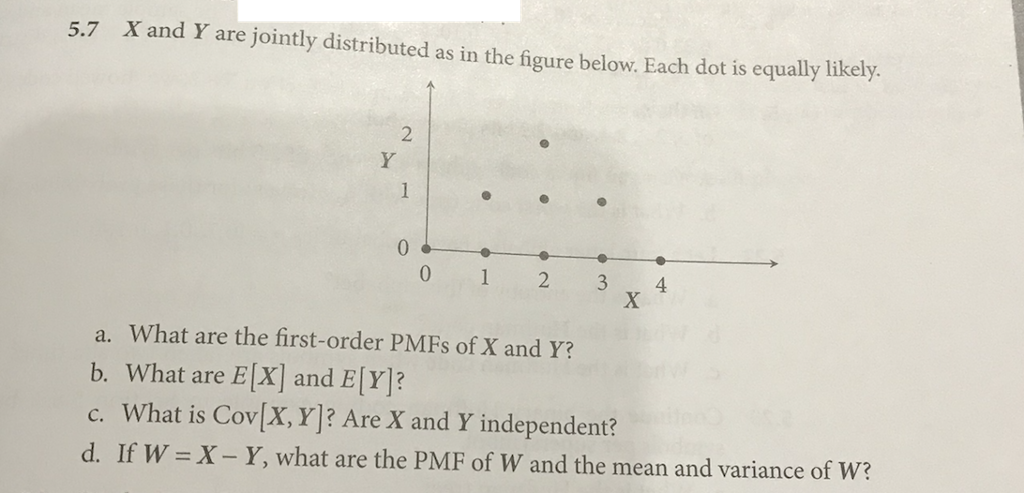 Solved 5.7 X and Y are jointly distributed as in the figure | Chegg.com