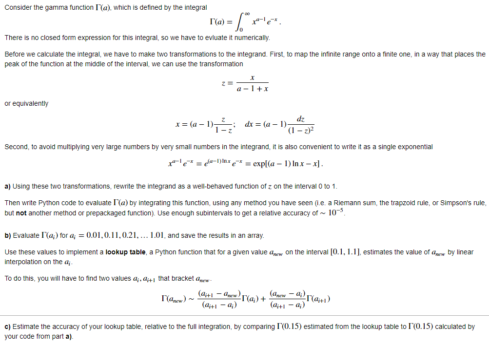 Consider the gamma function「(a), which is defined by | Chegg.com