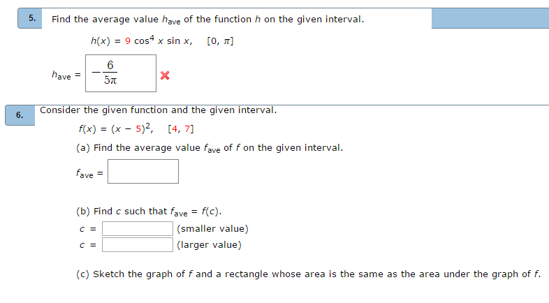 Solved Find the average value h_ave of the function h or the | Chegg.com