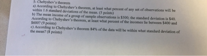 Solved Chebyshev's theorem According to Chebyshev's | Chegg.com