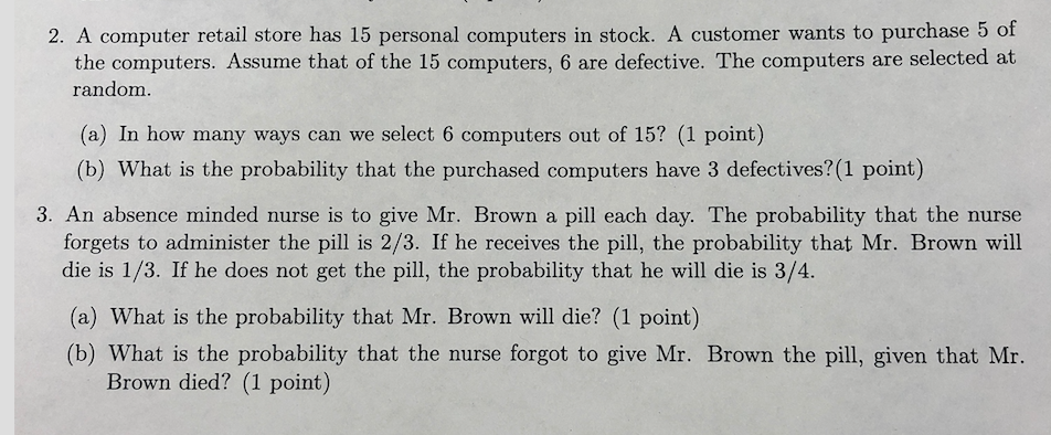 Solved 2. A computer retail store has 15 personal computers | Chegg.com