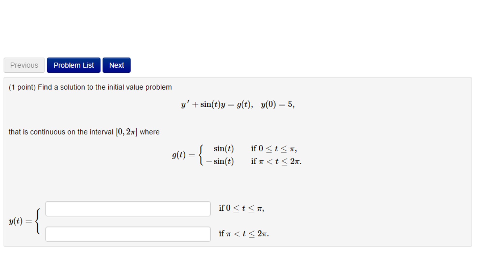 Solved Find a solution to the initial value problem y' + sin | Chegg.com
