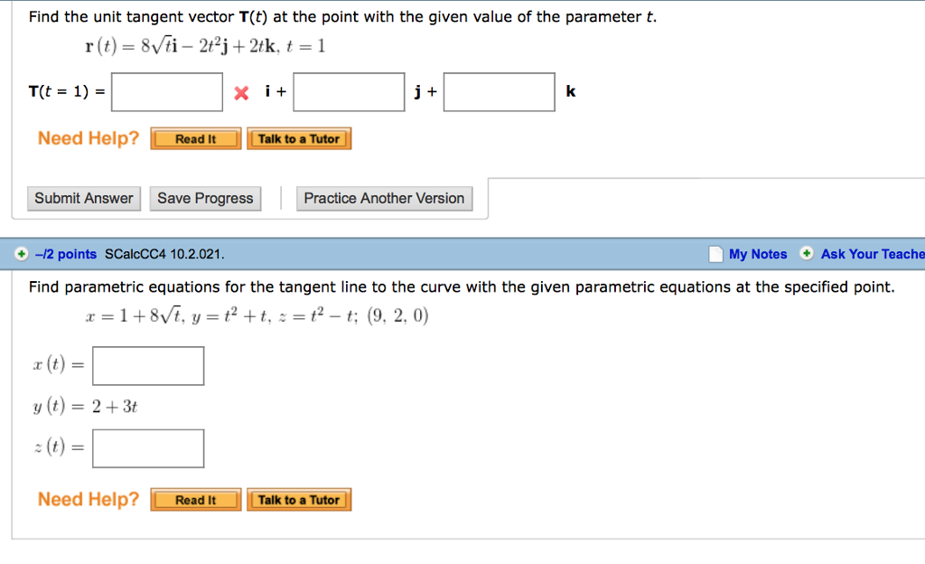 Solved Find the unit tangent vector T(t) at the point with | Chegg.com