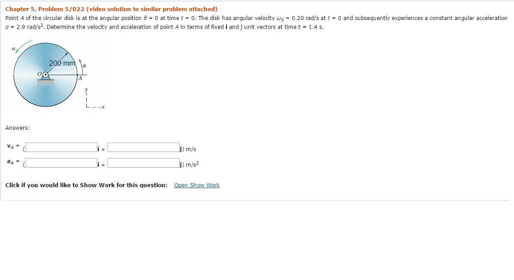Solved Point A of the circular disk is at the angular | Chegg.com