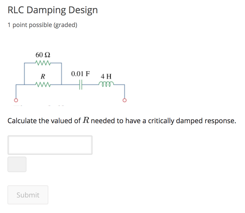 Solved RLC Damping Design 1 point possible (graded) 60 92 | Chegg.com