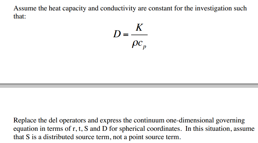 where (rho cp) is the volumetric heat capacity, K is | Chegg.com