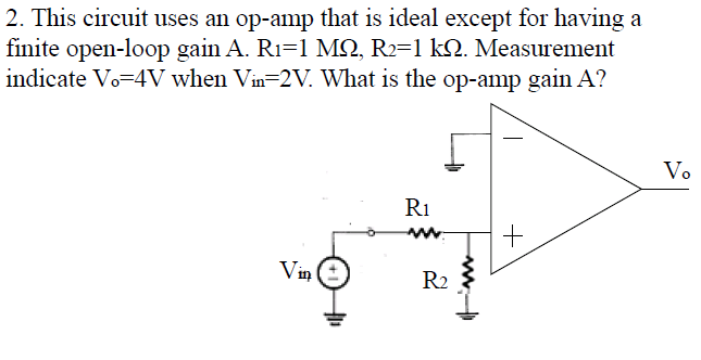 Solved This circuit uses an op-amp that is ideal except for | Chegg.com