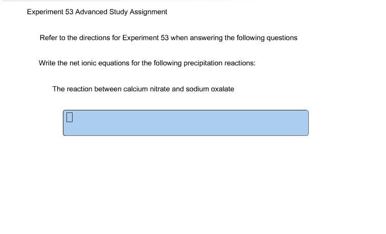 Solved Experiment 53 Advanced Study Refer to the directions | Chegg.com