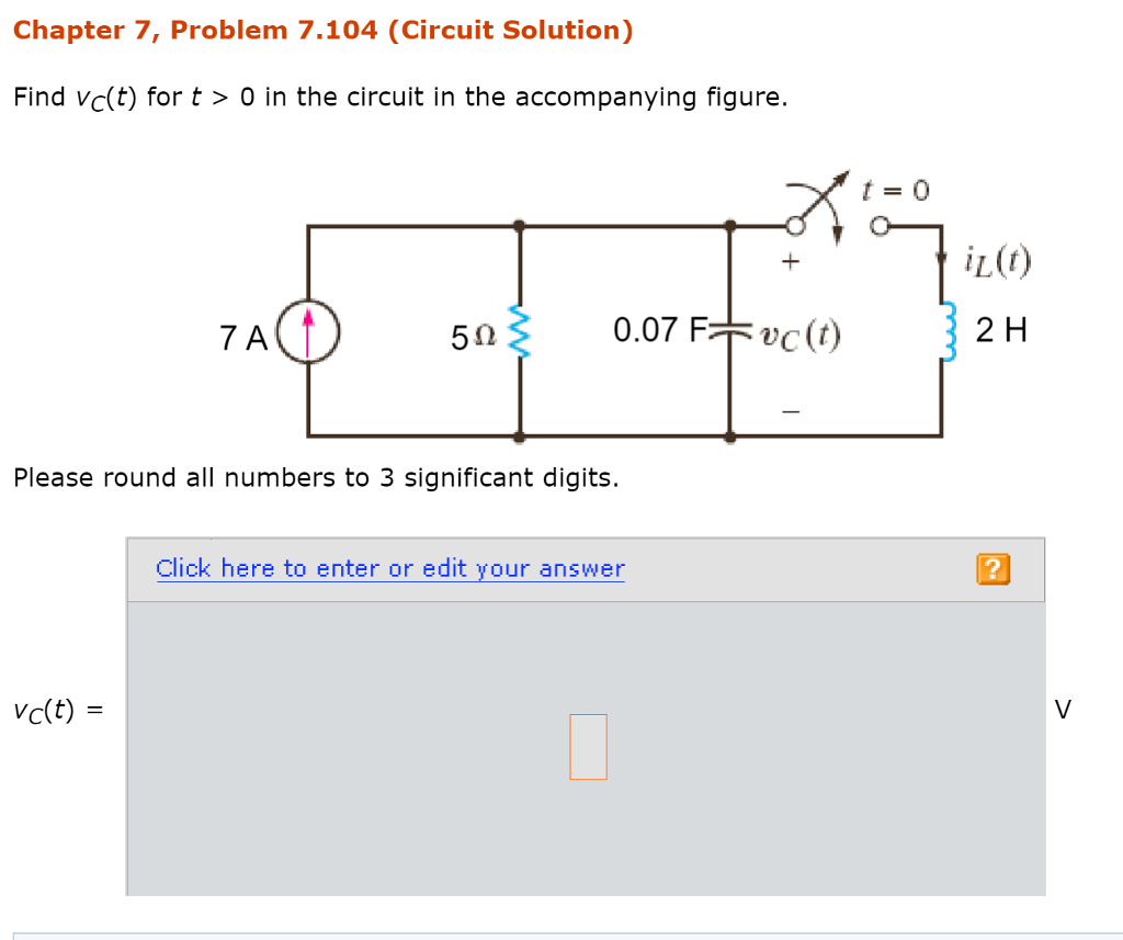 Solved Find v_C (t) for t > 0 in the circuit in the | Chegg.com