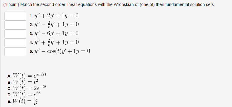 Solved Find Solution 1 Point Match The Second Order