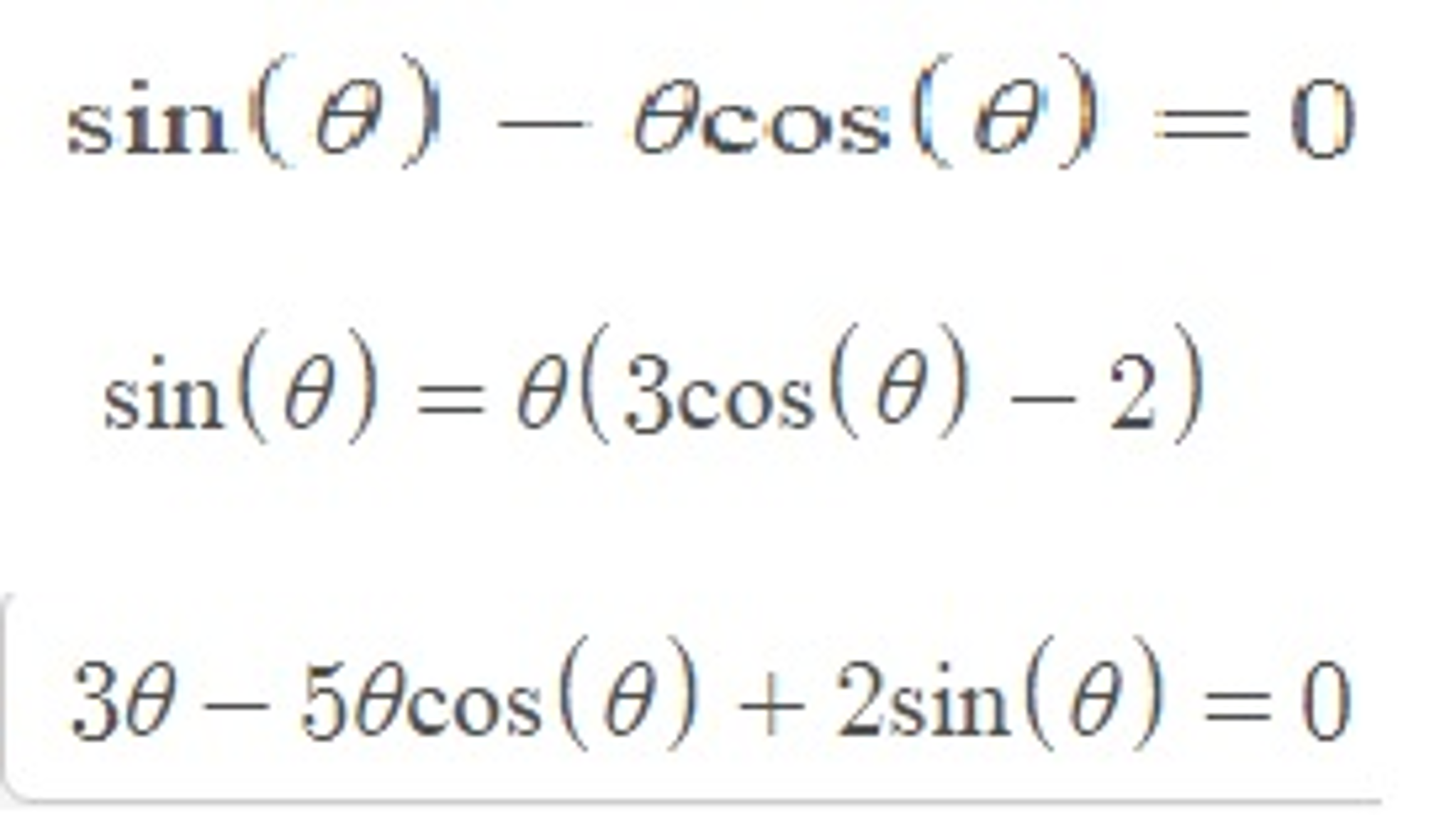 Solved Find theta for each equation Sin(theta) - theta | Chegg.com