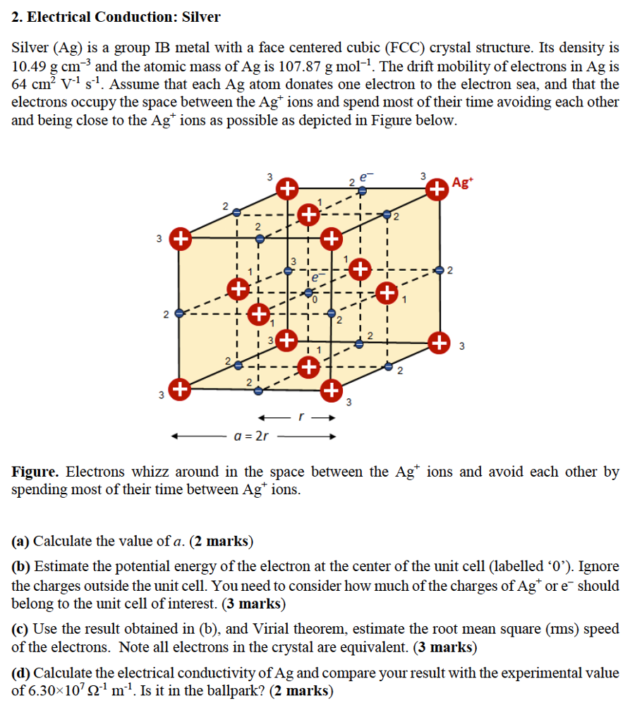 Solved 2. Electrical Conduction: Silver Silver (Ag) is a | Chegg.com