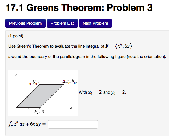 Solved 17.1 Greens Theorem: Problem 3 Previous Problem | Chegg.com