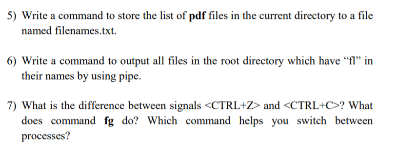 Solved 5) Write a command to store the list of pdf files in | Chegg.com