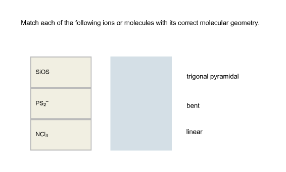 Solved Match each of the following ions or molecules with | Chegg.com