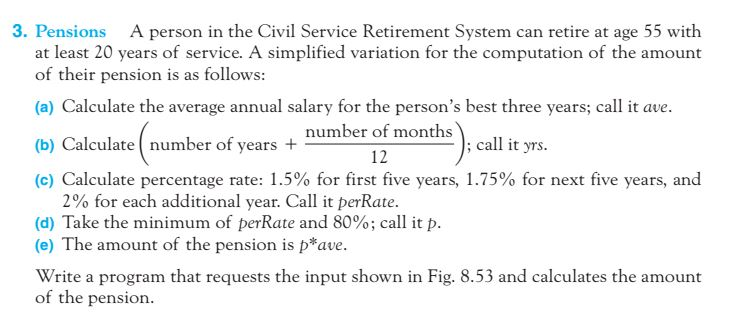 3. Pensions A person in the Civil Service Retirement | Chegg.com