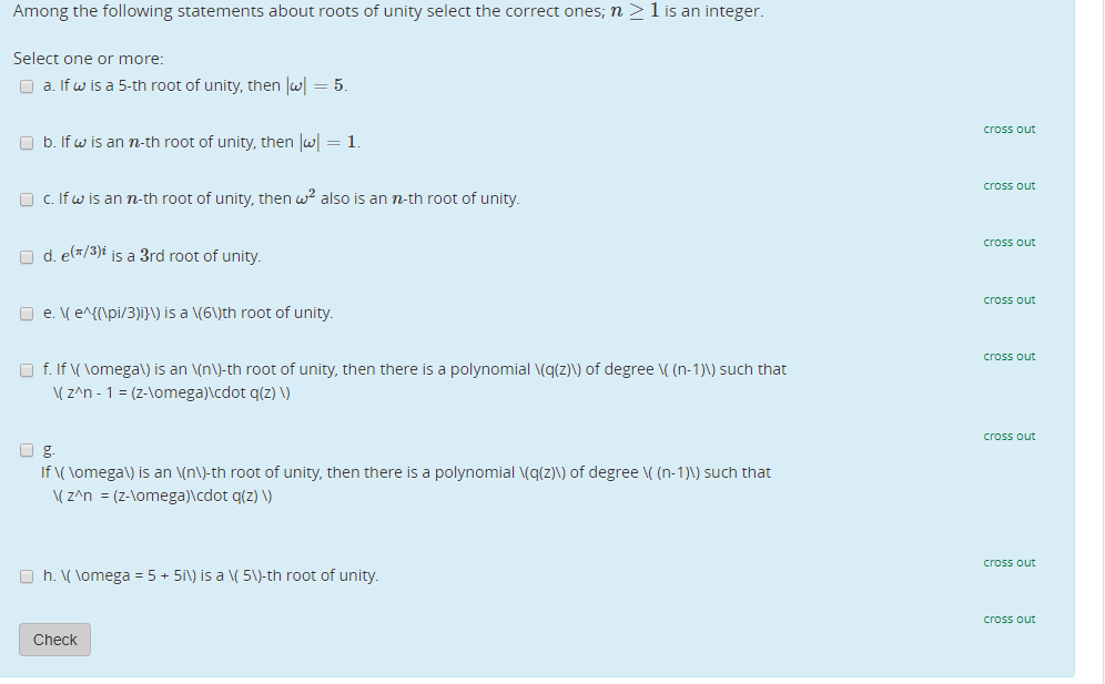 Solved Among The Following Statements About Roots Of Unity